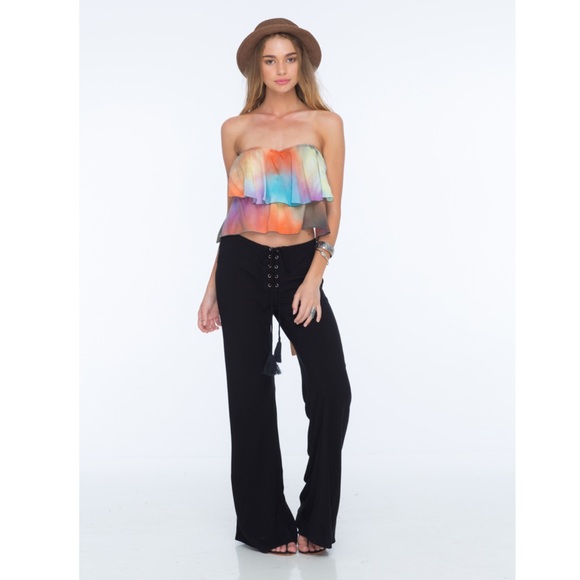 Indah | Pants & Jumpsuits | Indah Electric Flare Pant Flat Black Lace ...